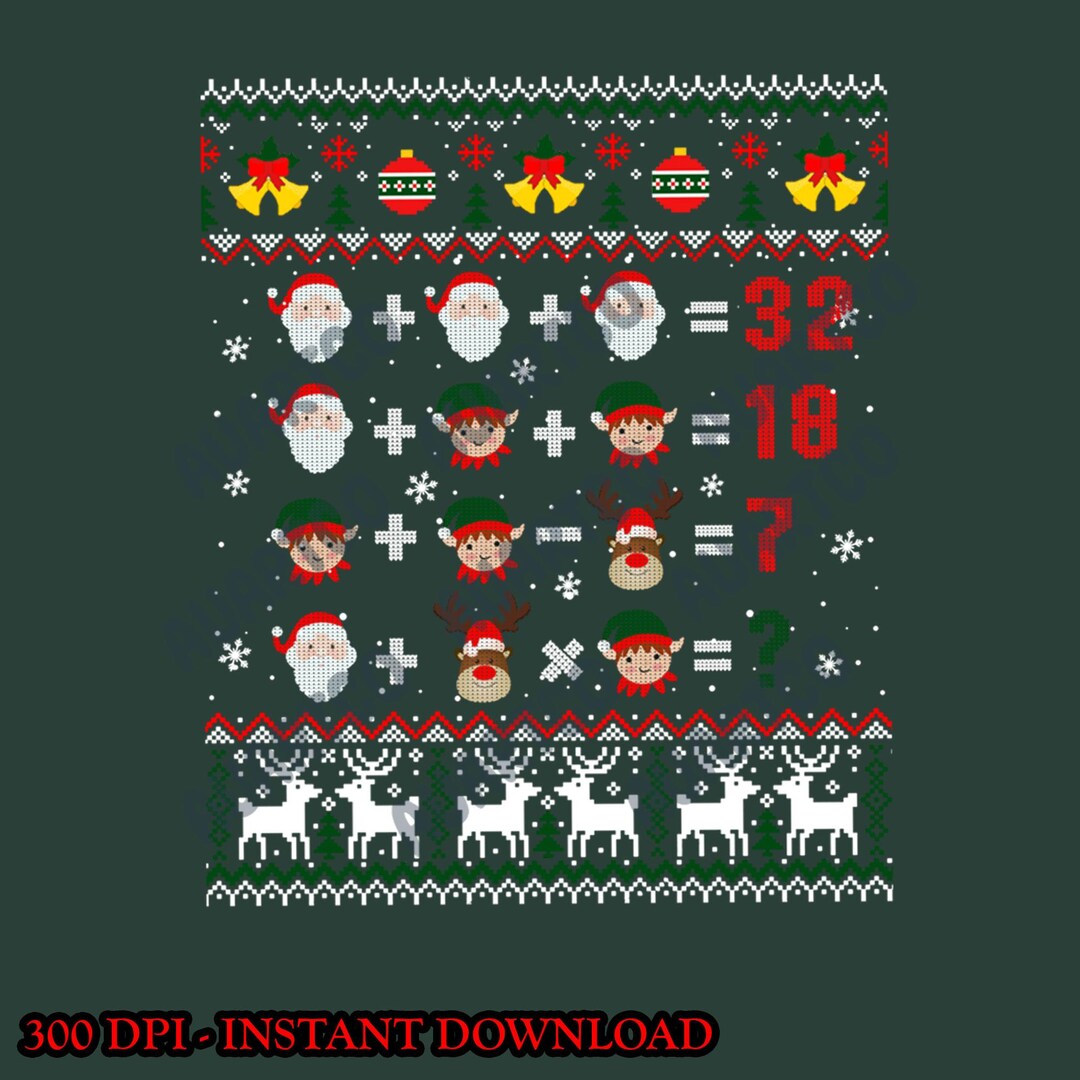 Math Teacher Christmas Png, Bedmas Math Equation Ugly Sweater Png, Math ...