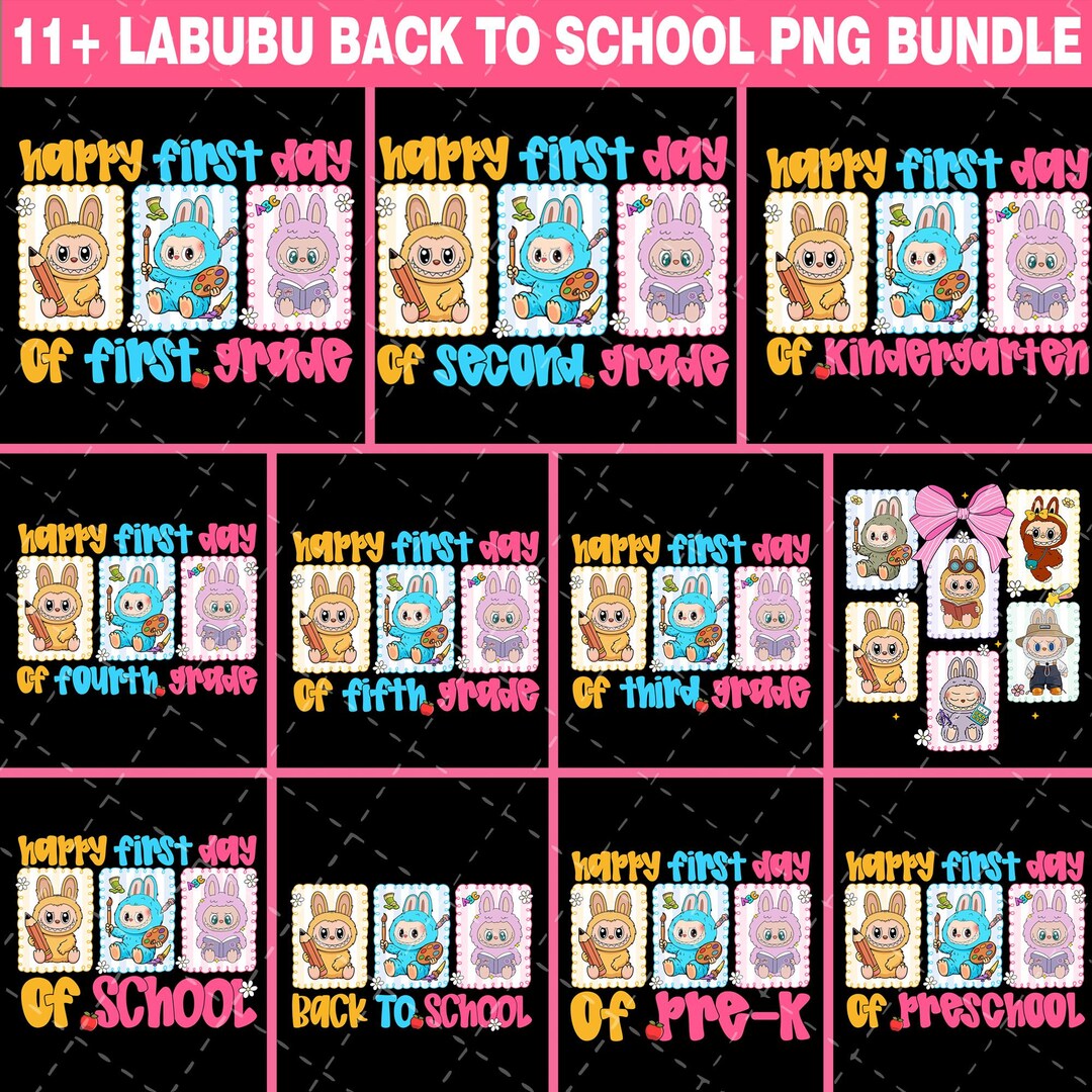 11+labubu Back to School Bundle PNG SVG, Teacher First Day of School ...