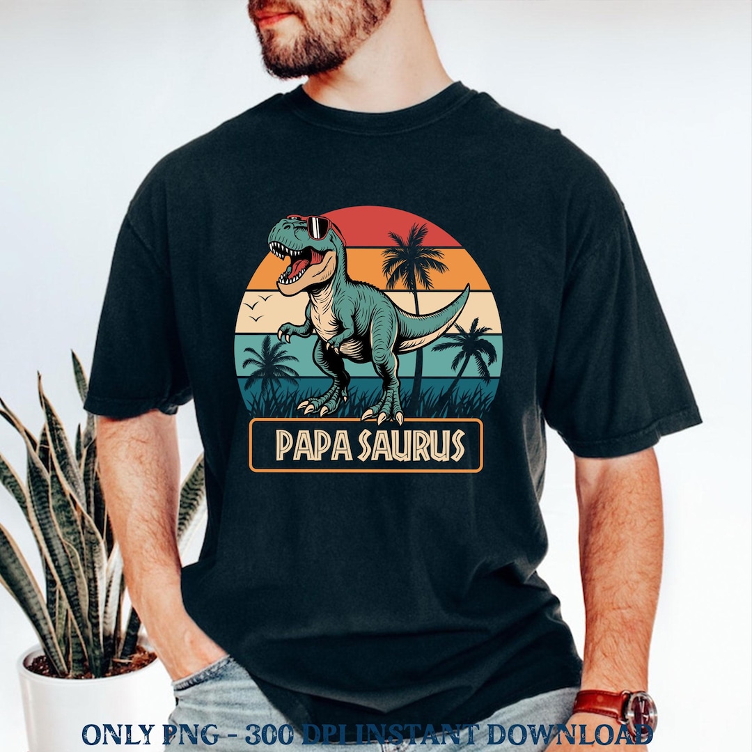 Retro Daddysaurus Png, Papa Saurus T-rex Dinosaur Png, Family Dinosaur ...