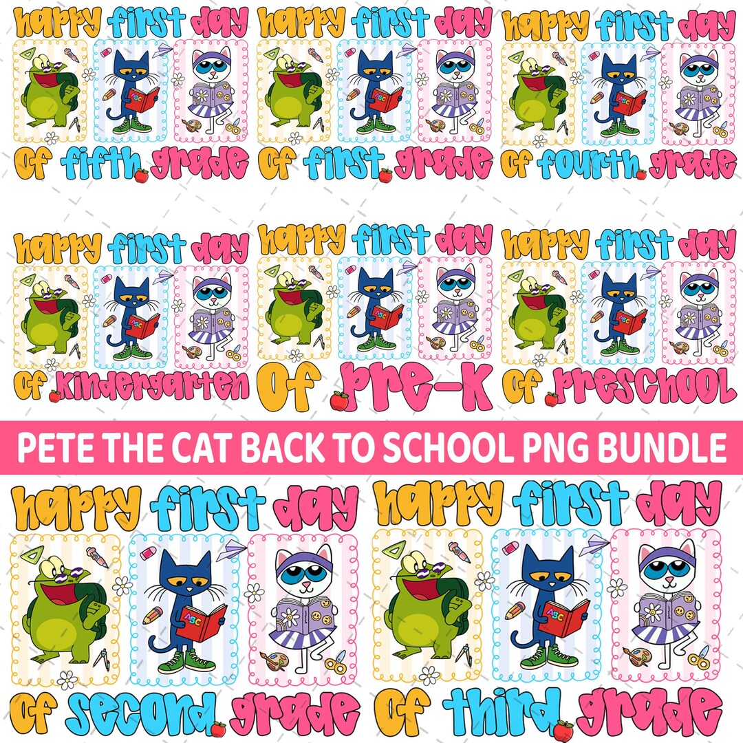 50+ Pete the Cat Png Bundle, the Pete Cat Groovy Png, Preschool ...