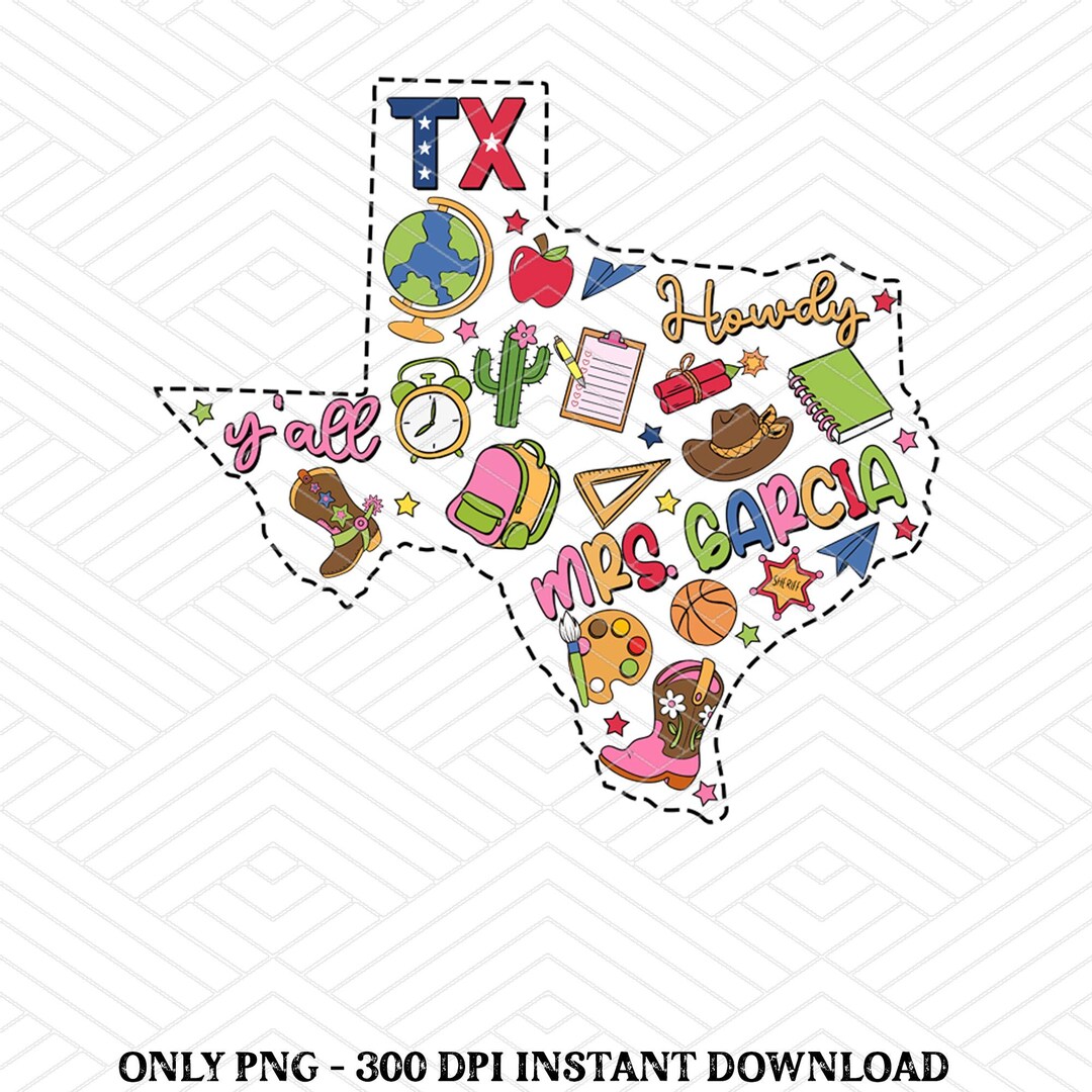 Teacher Texas State Custom Name Png, Western Cowgirl Teacher Png ...