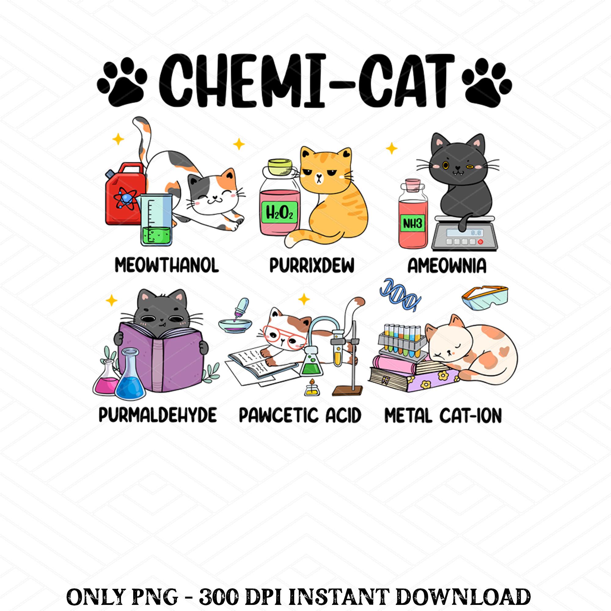 Chemi Cat Chemistry Teacher Png, Cats in STEM Png, Cats Science Png ...