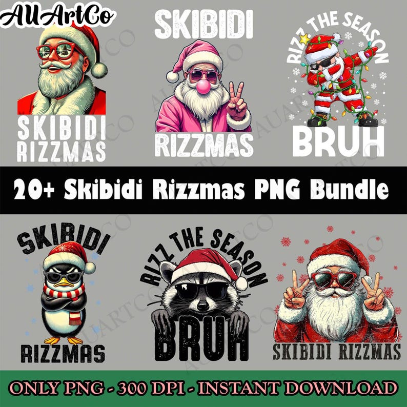 Skibidi Rizzmas Png, Merry Rizzmas Png, Santa Claus Rizz Png, Rude ...