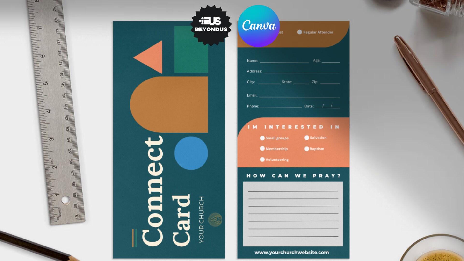 Church Connect Card Canva Template. Editable Welcome Card Template in ...