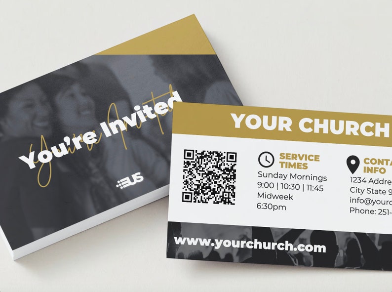 Church Invite Card Canva Template. Modern Church Invites You to Welcome ...