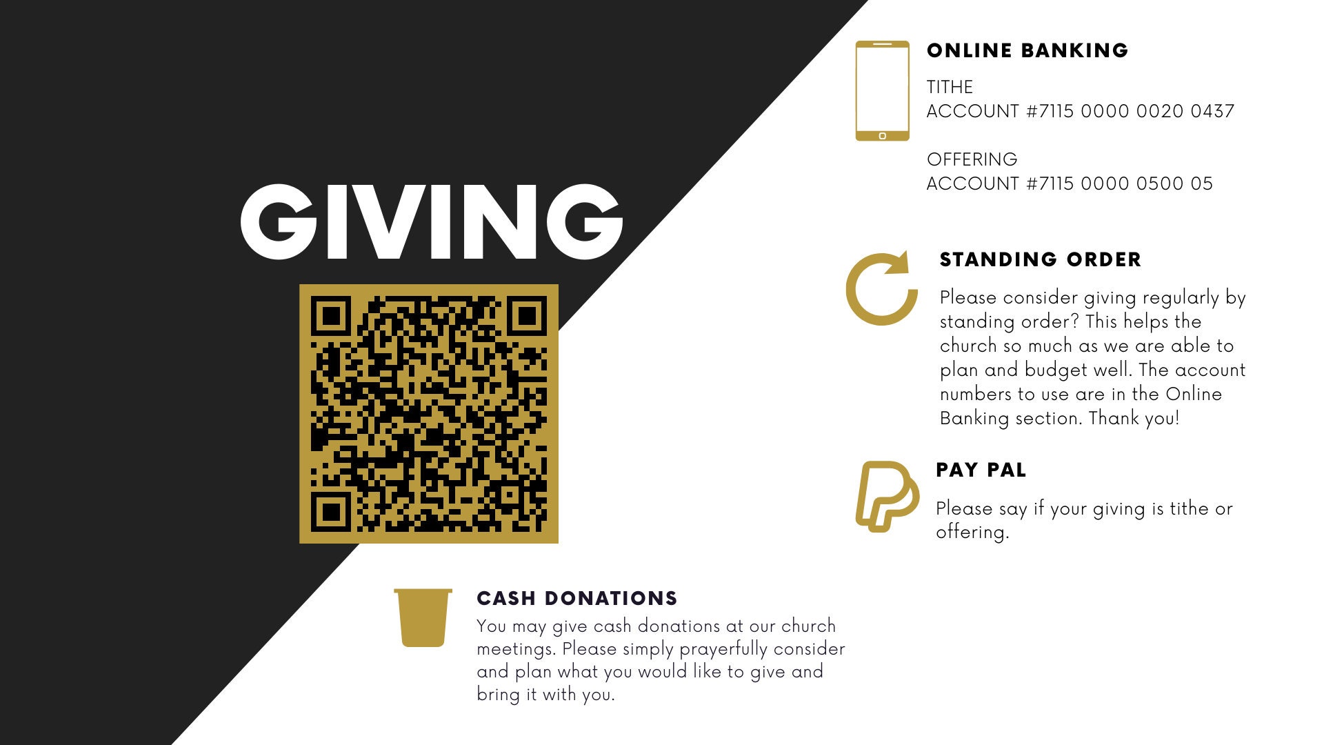 Church Preservice Slides in Editable Canva Template Black and Gold. - Etsy