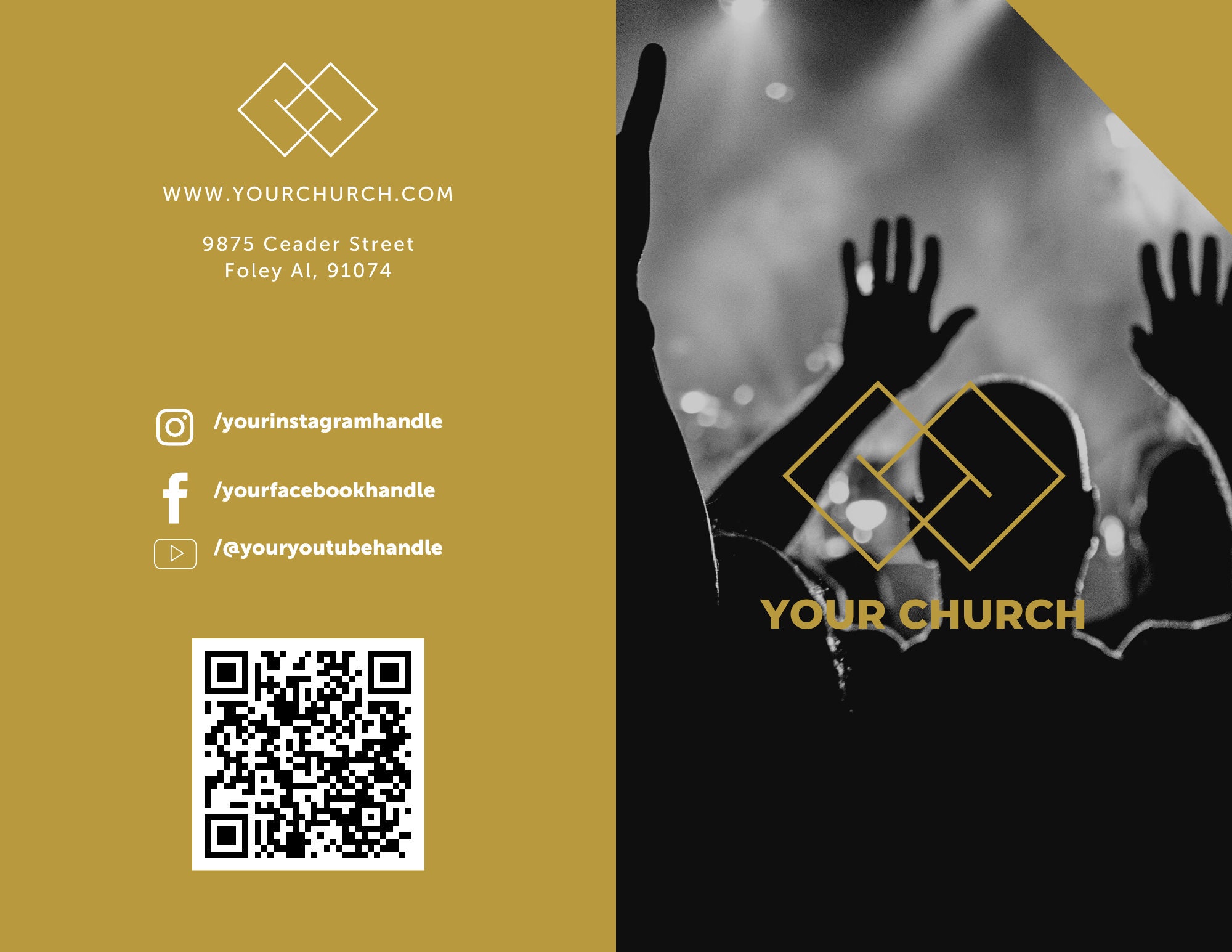 Church Bi Fold Brochure, Worship Guide Editable Canva Template. Modern ...