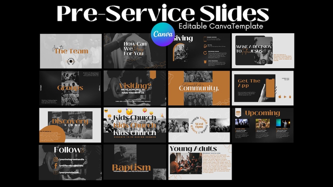 15 Church Preservice Slides in Editable Canva Template. Presentation ...