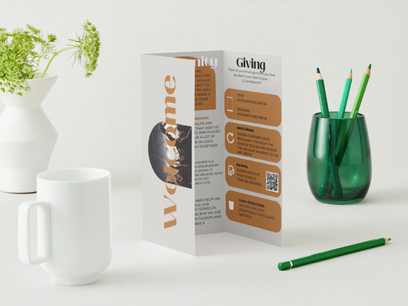 Church Brochure Canva Template. Copper Sand Editable Information Tri ...