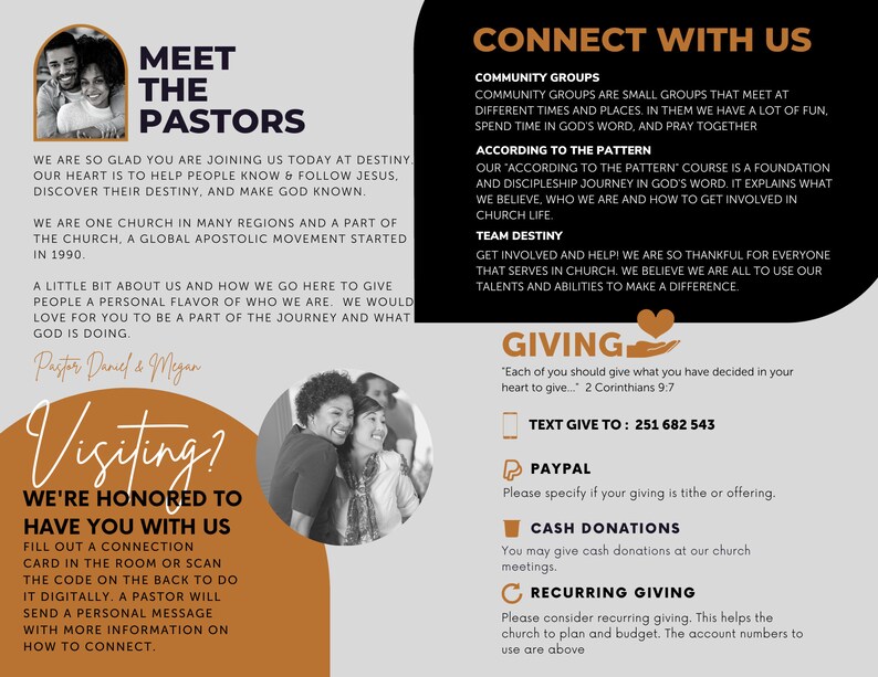 Church Bi Fold Brochure, Worship Guide Editable Canva Template, Welcome ...