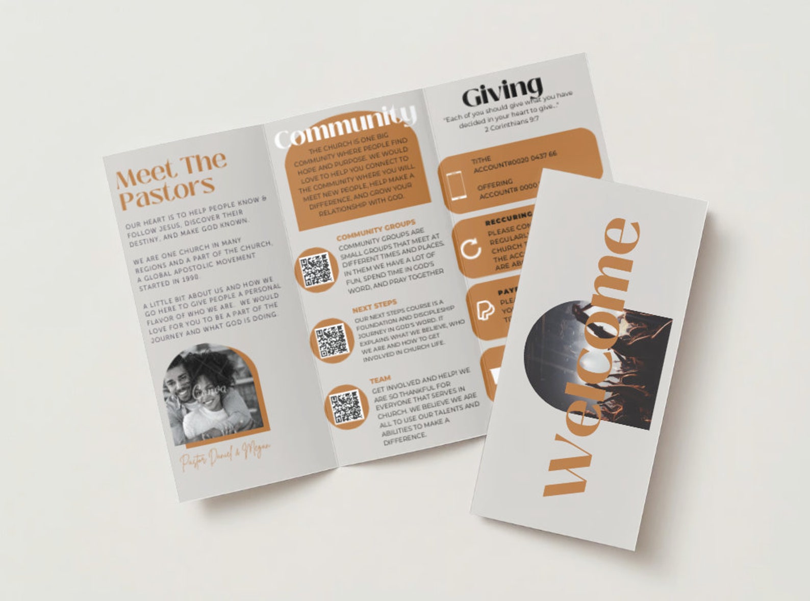 Church Brochure Canva Template. Copper Sand Editable Information Tri ...