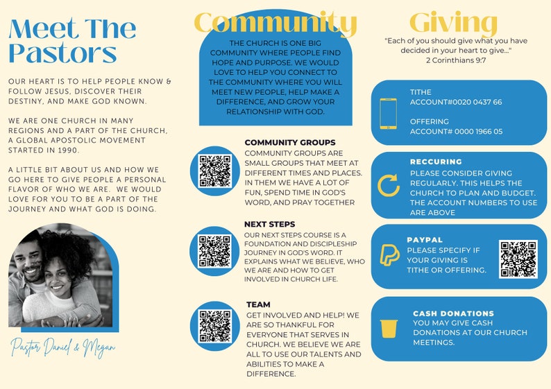 Church Brochure Canva Template. Modern Light Blue Editable Information ...