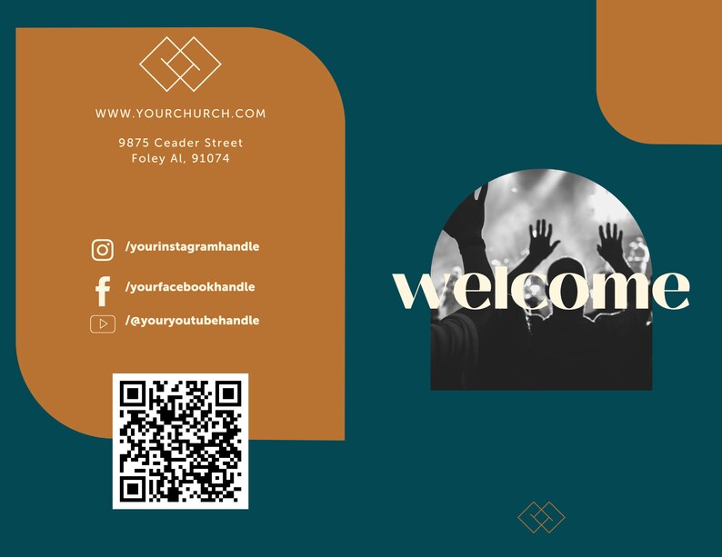 Church Bi Fold Brochure, Worship Guide Editable Canva Template, Modern ...