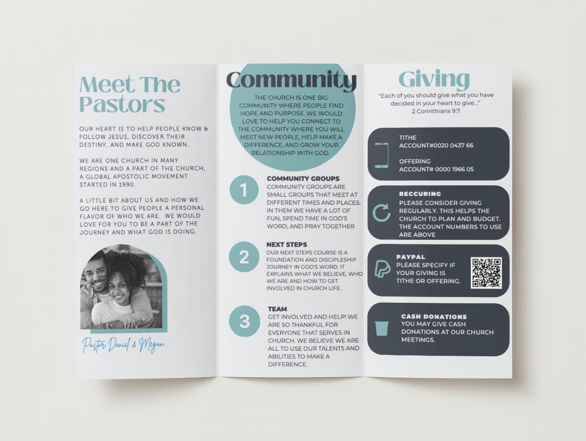 Church Brochure Template Church Graphics Canva Template Great for First ...