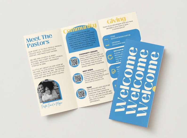 Church Brochure Canva Template. Modern Light Blue Editable Information ...