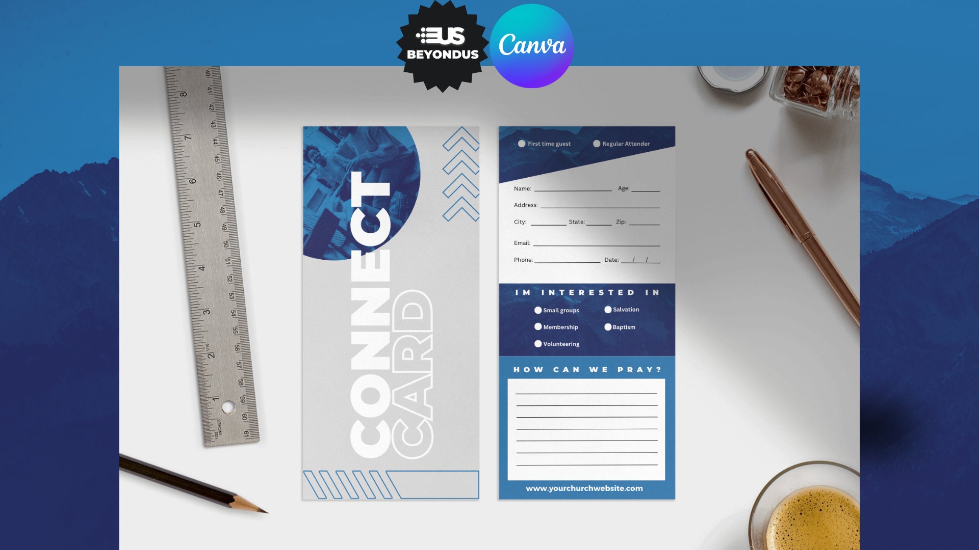 Church Connect Card Canva Template. Modern Church Welcome Card. Visitor ...