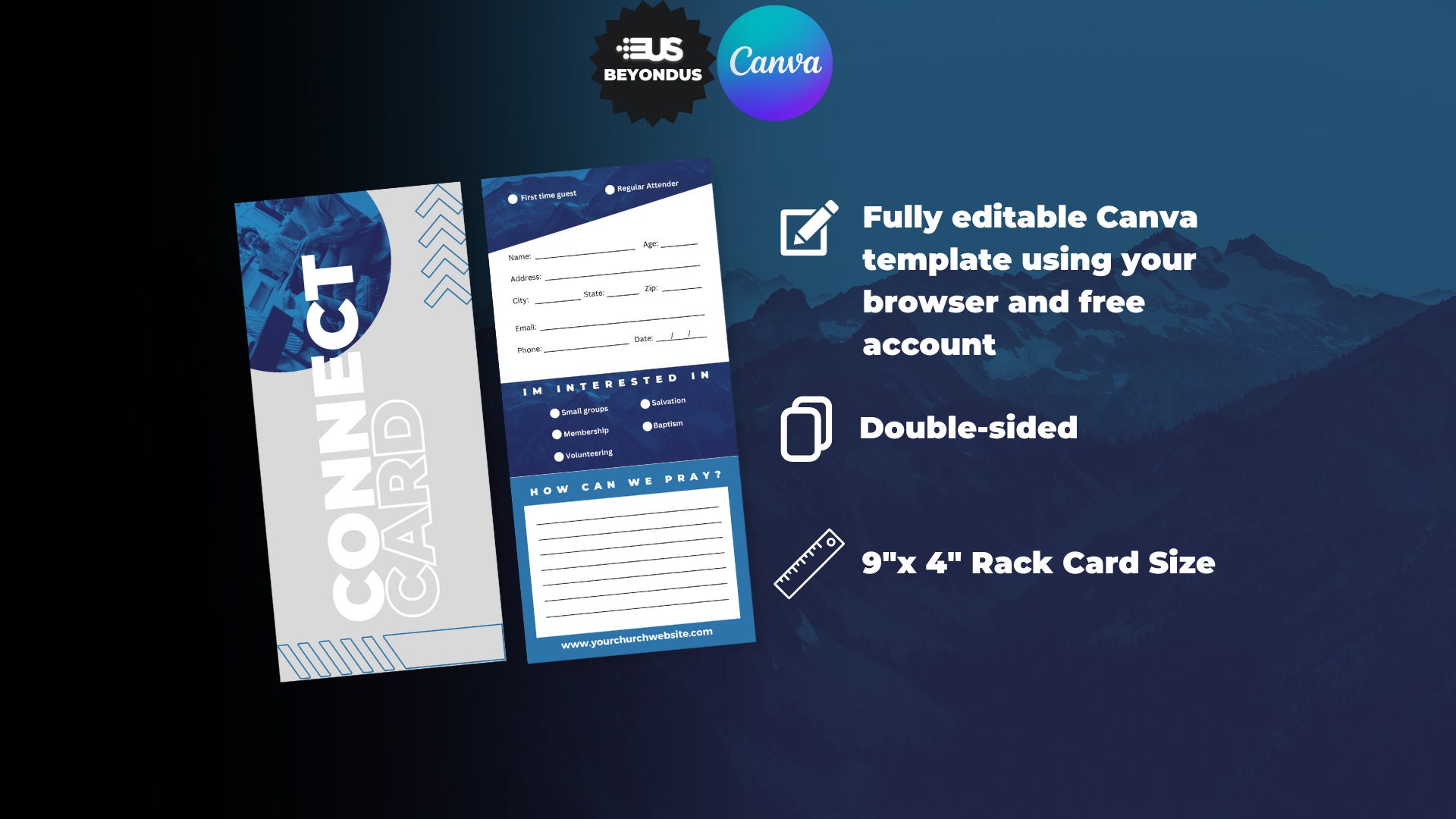 Church Connect Card Canva Template. Modern Church Welcome Card. Visitor ...