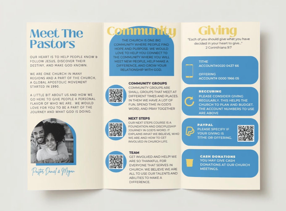 Church Brochure Canva Template. Modern Light Blue Editable Information ...