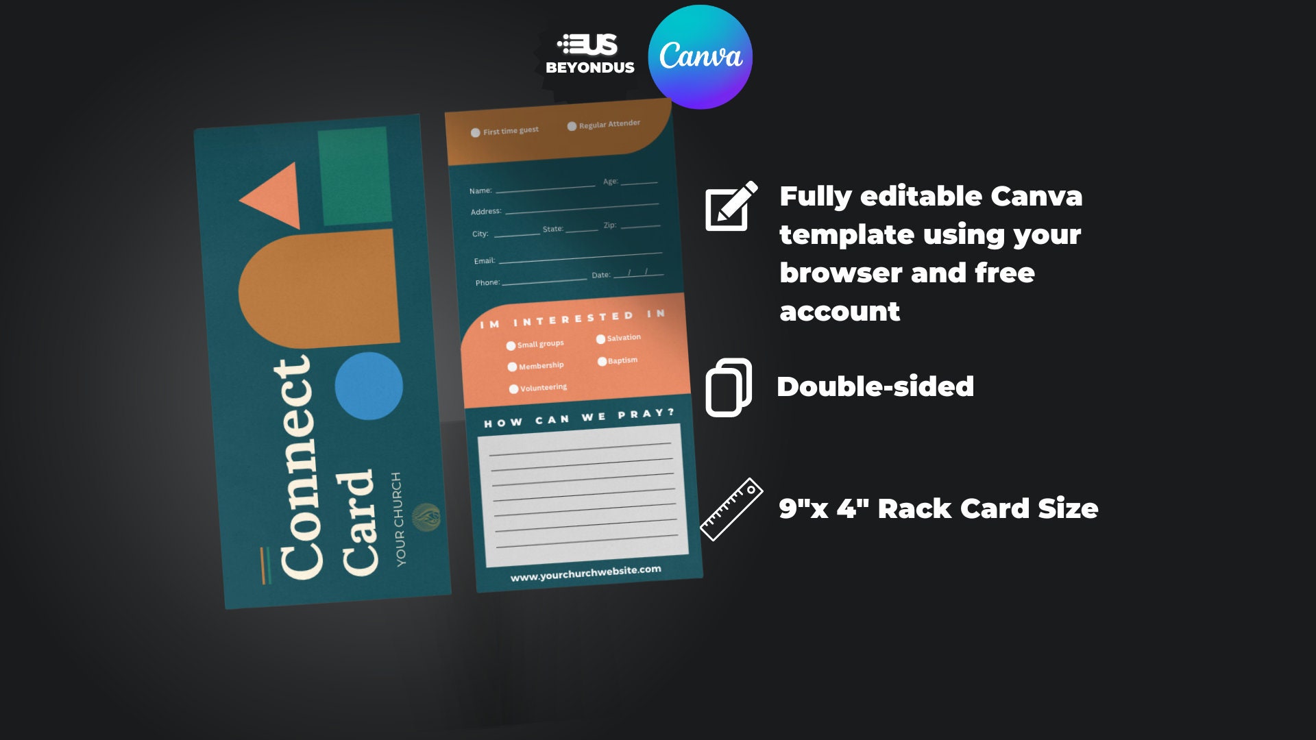 Church Connect Card Canva Template. Editable Welcome Card Template in ...