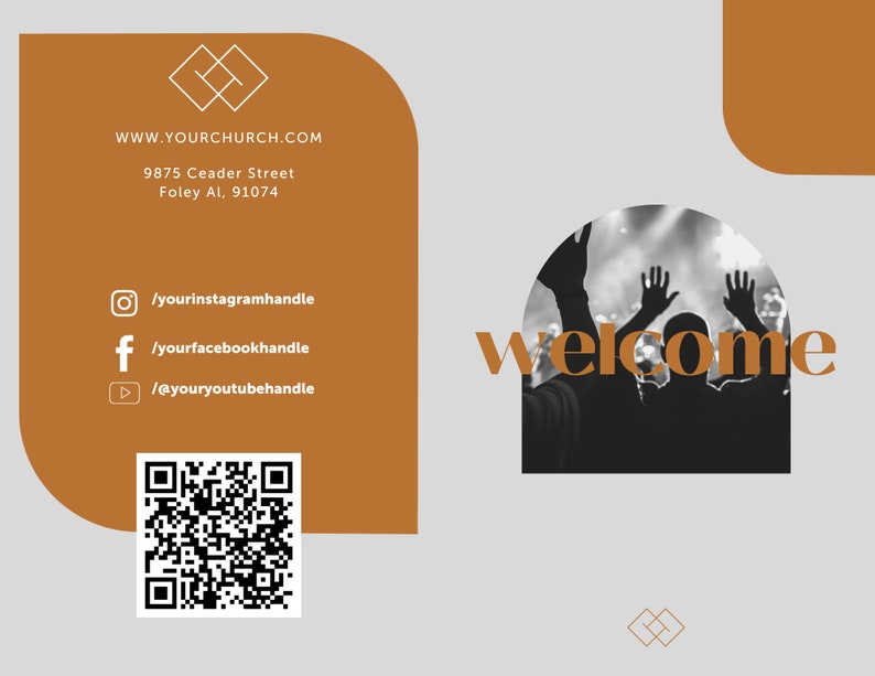 Church Bi Fold Brochure, Worship Guide Editable Canva Template, Welcome ...