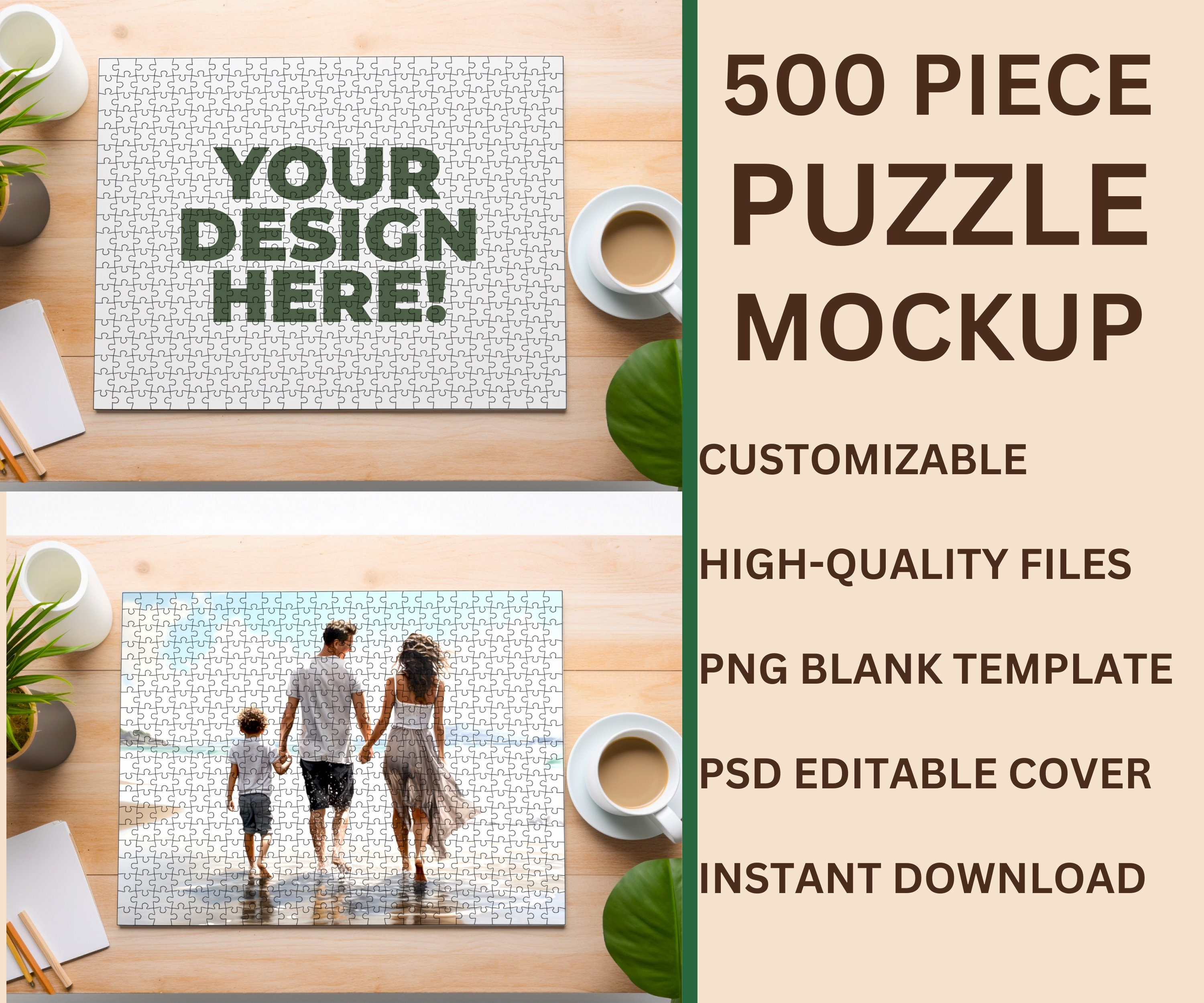 Premium 500 Piece Jigsaw Puzzle Mockup Smart Object Puzzle Mockup ...