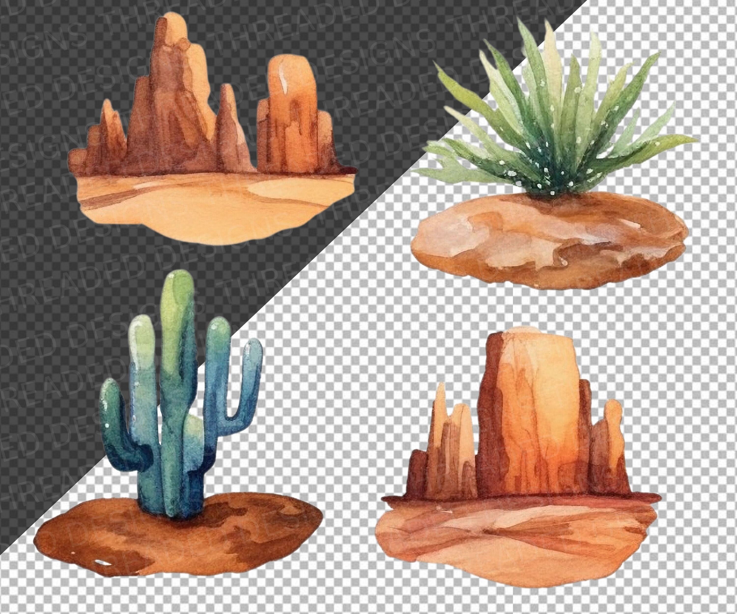Watercolor Cactus Clipart Bundle, Cactus Bundle PNG, Desert Clipart ...