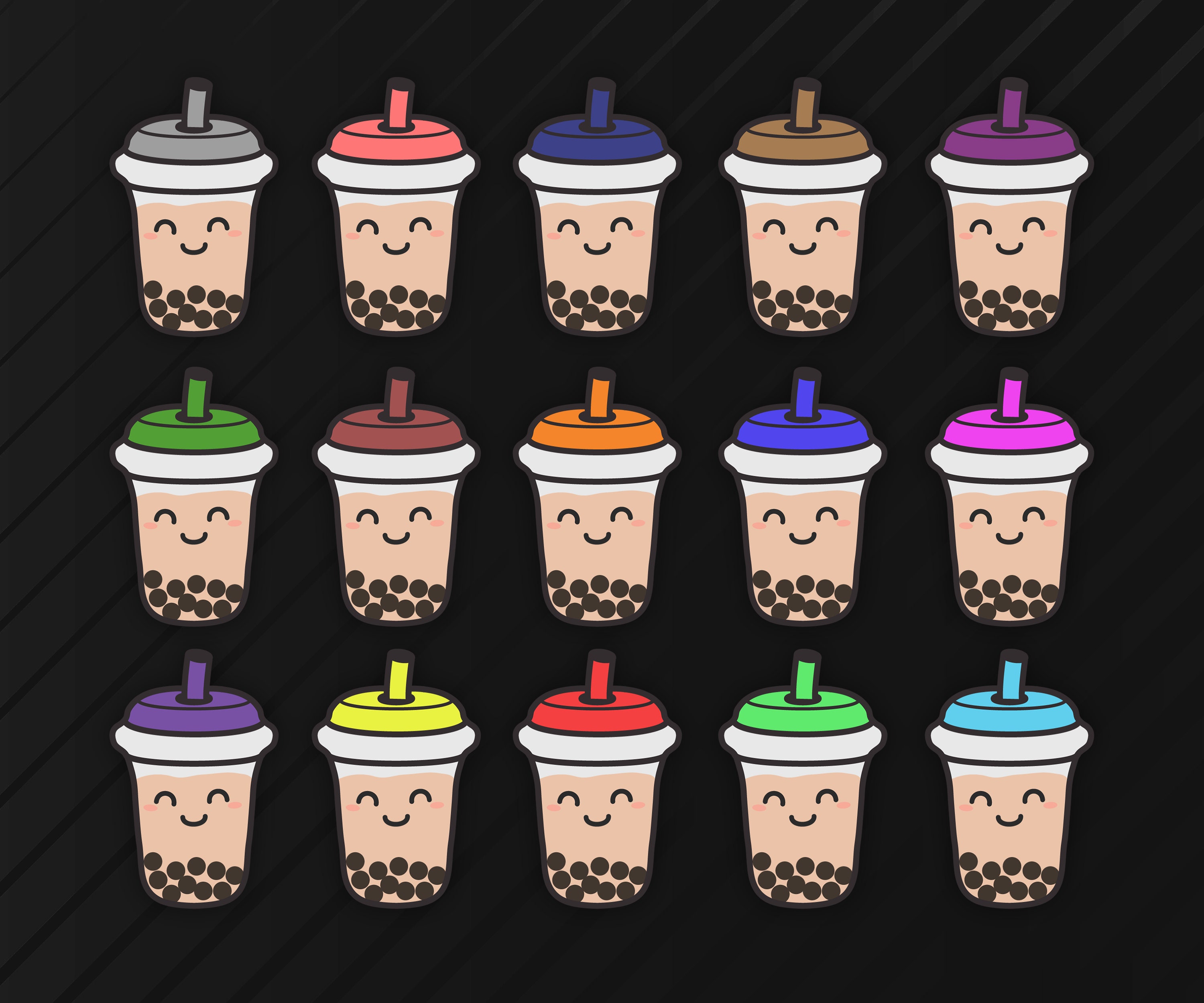 16 Kawaii Boba Tea SVG PNG Set, Bubble Tea Kawaii, Cute Bubble Tea Clip ...