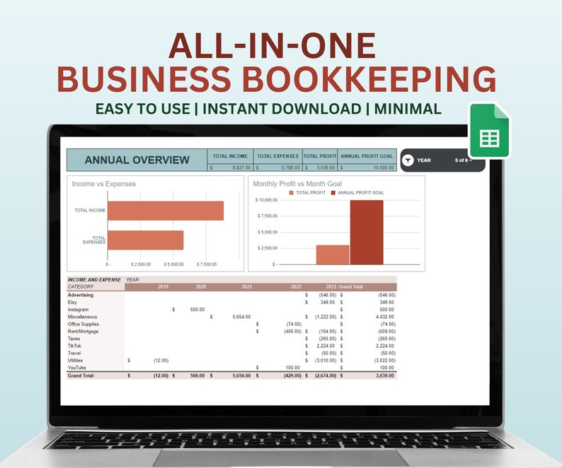 Small Business Expense Spreadsheet, Monthly Income and Expense ...
