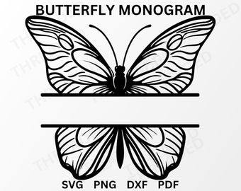 Butterfly Split Monogram SVG, Butterfly PNG, Butterflies SVG, Butterfly ...