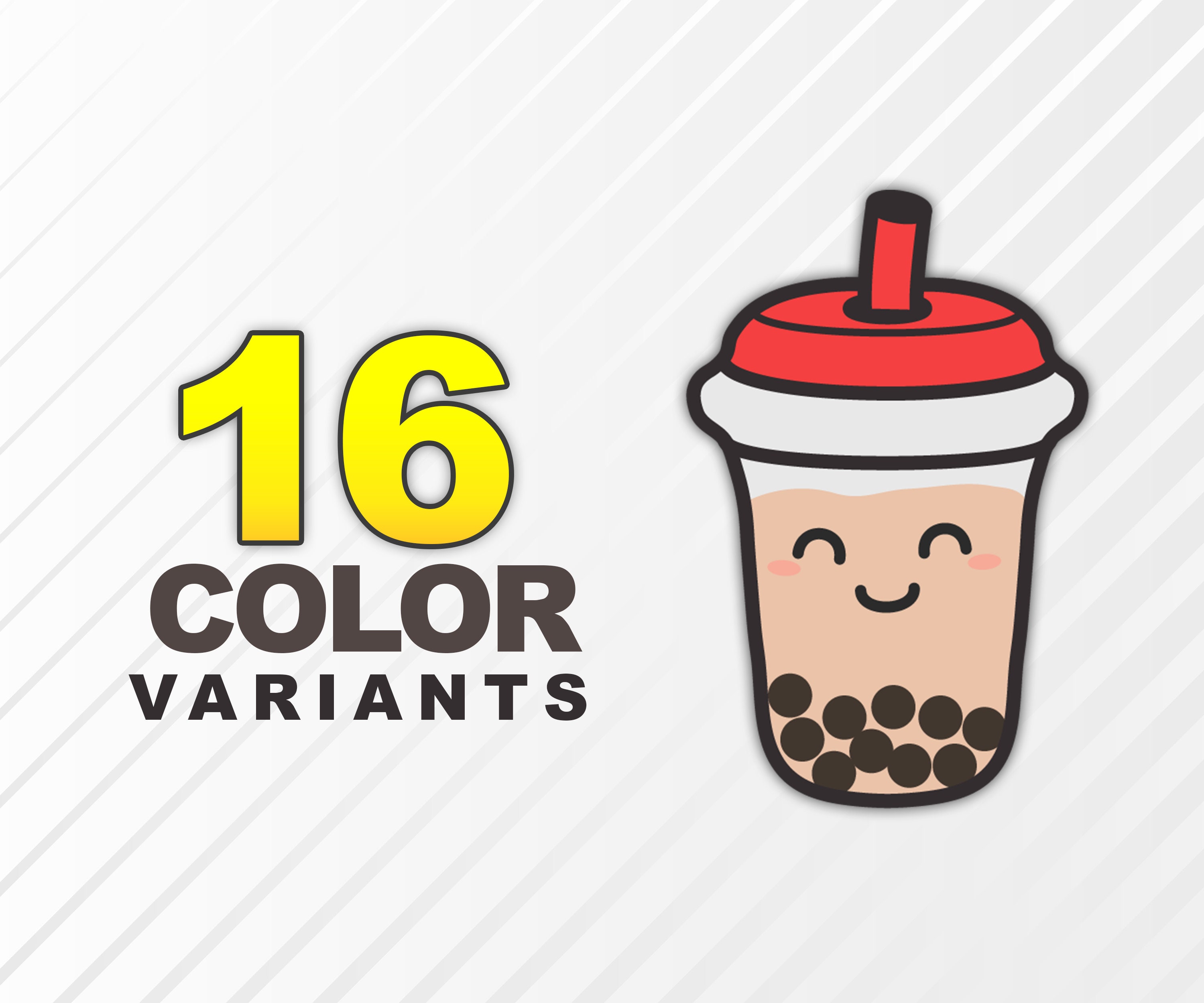 16 Kawaii Boba Tea SVG PNG Set, Bubble Tea Kawaii, Cute Bubble Tea Clip ...