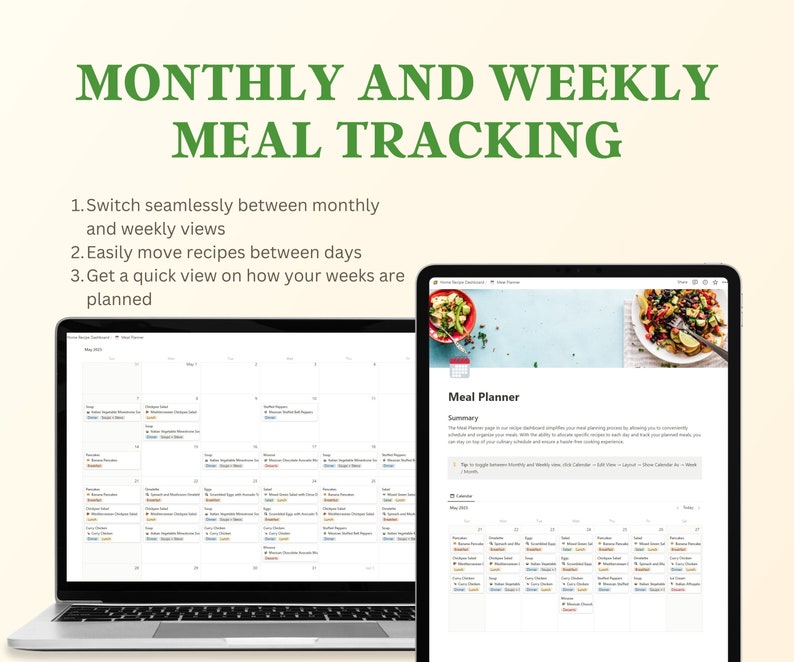 Meal Planner Notion Template Recipe Tracker Notion Template - Etsy