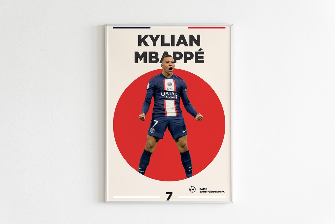 Kylian Mbappe Poster, Paris Saint Germain Football Print, Football ...