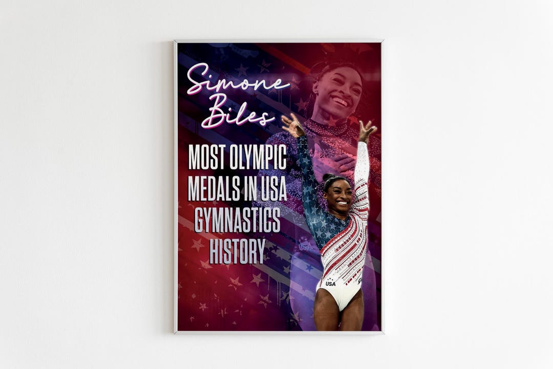 Simone Biles Poster, USA Olympic Gymnastics Poster, Sports Wall Art ...