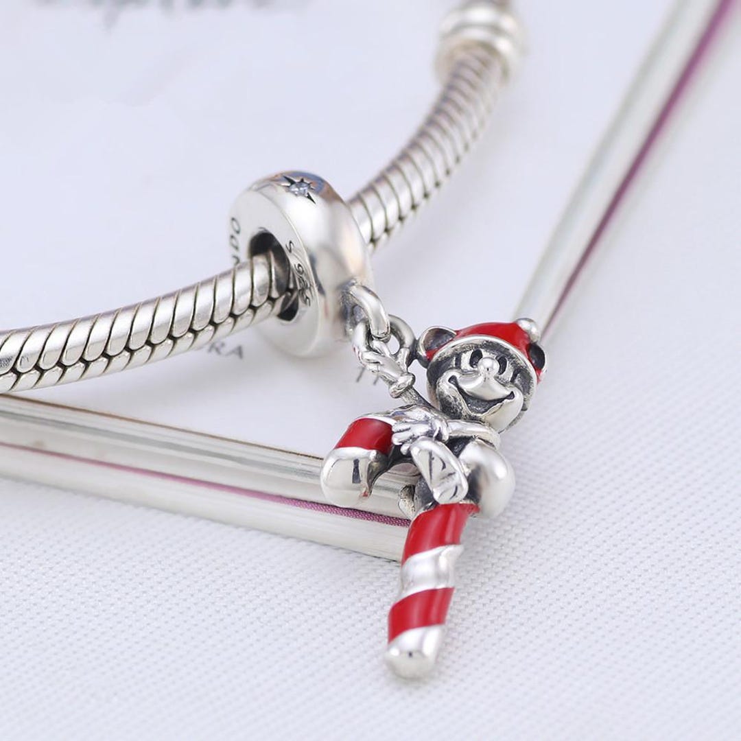 Pandora Mickey's Santa Candy Cane Charm - Etsy