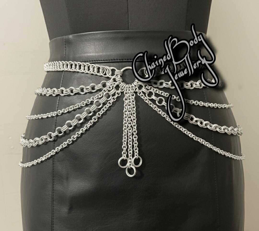 Chainmail Belly Dancer Women Gothic Belt Ren Faire Aluminium Silver ...