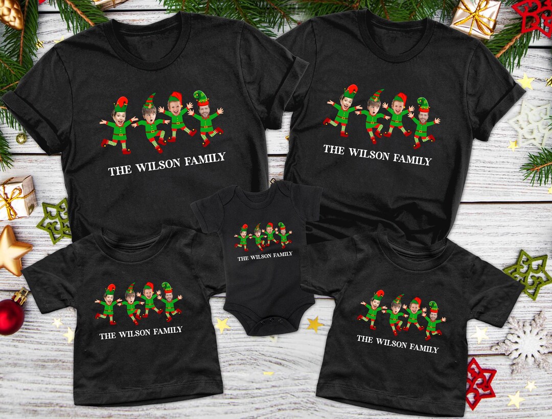 Personalized Funny Family Christmas Shirts, Custom Photo Family Elf ...