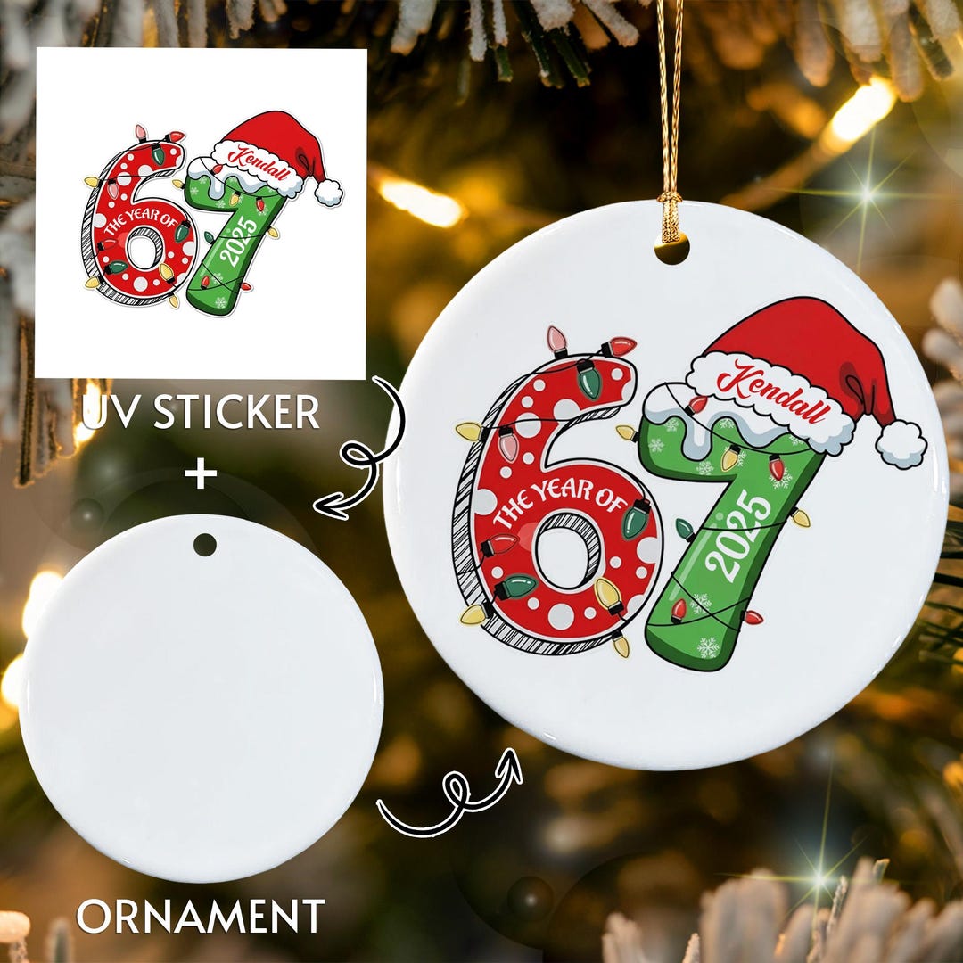 DIY Kit Custom Name 67 Ornament, Ceramic Sticker Ornament - Etsy