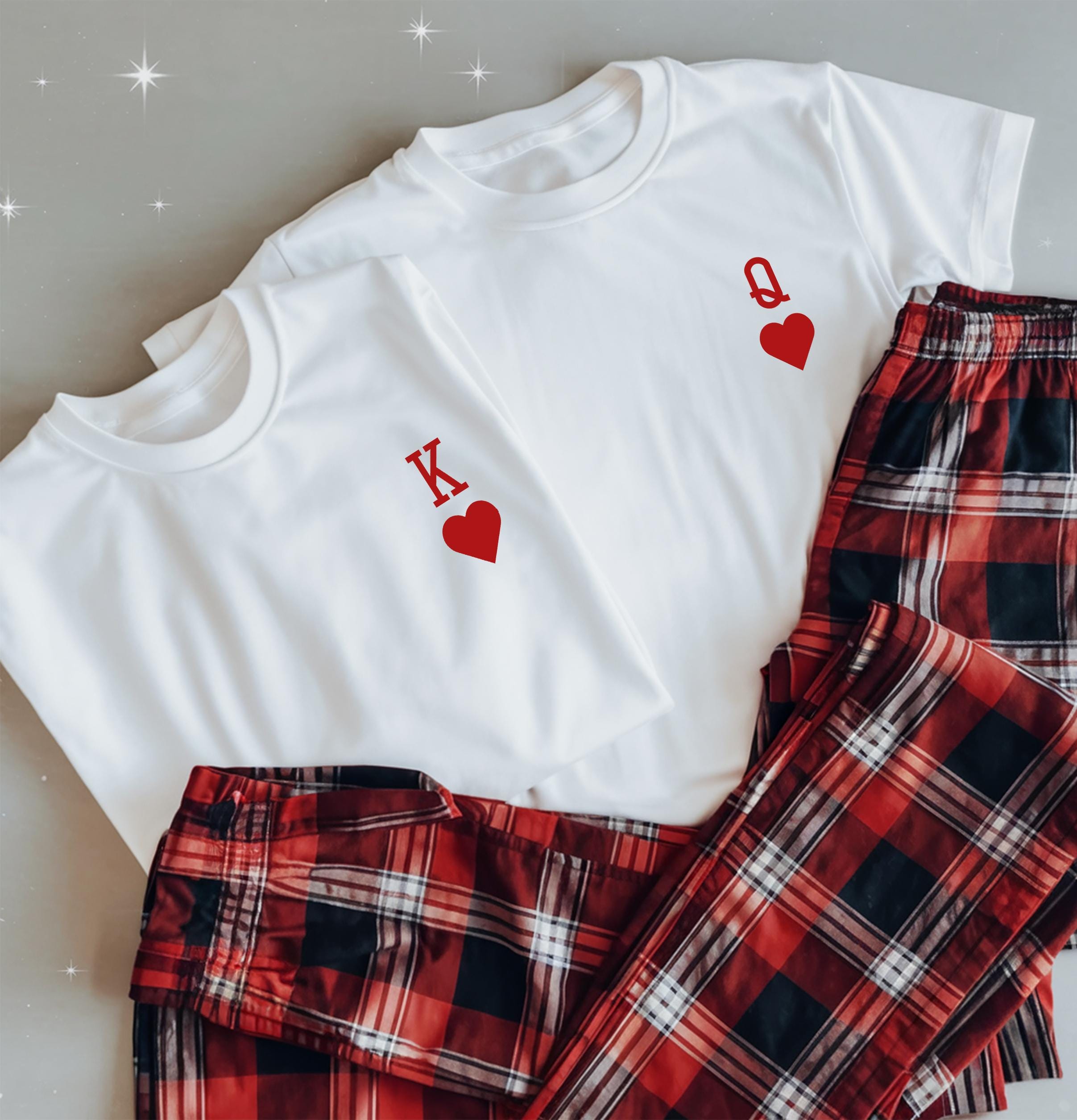 King and Queen Valentine Couple Shirt, King and Queen Pyjamas Gift for ...