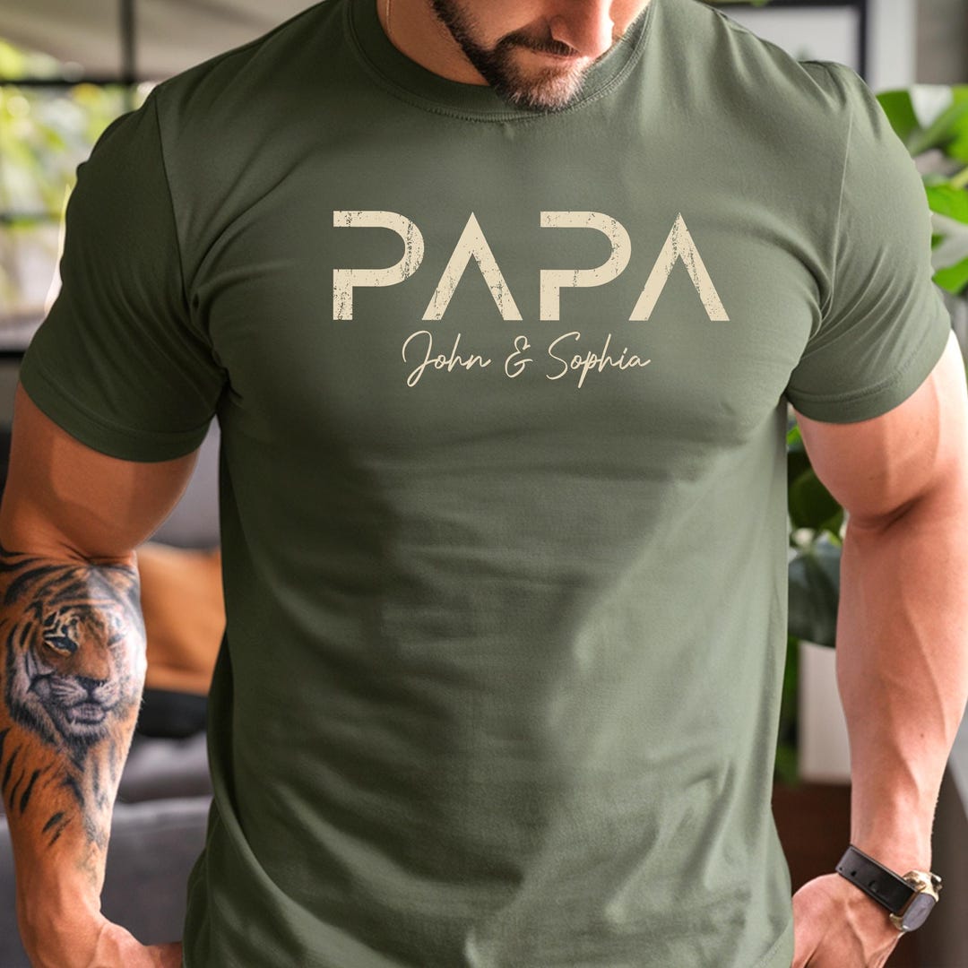 Personalized Papa Shirt, Father's Day Gift, Custom Kids Names - Etsy