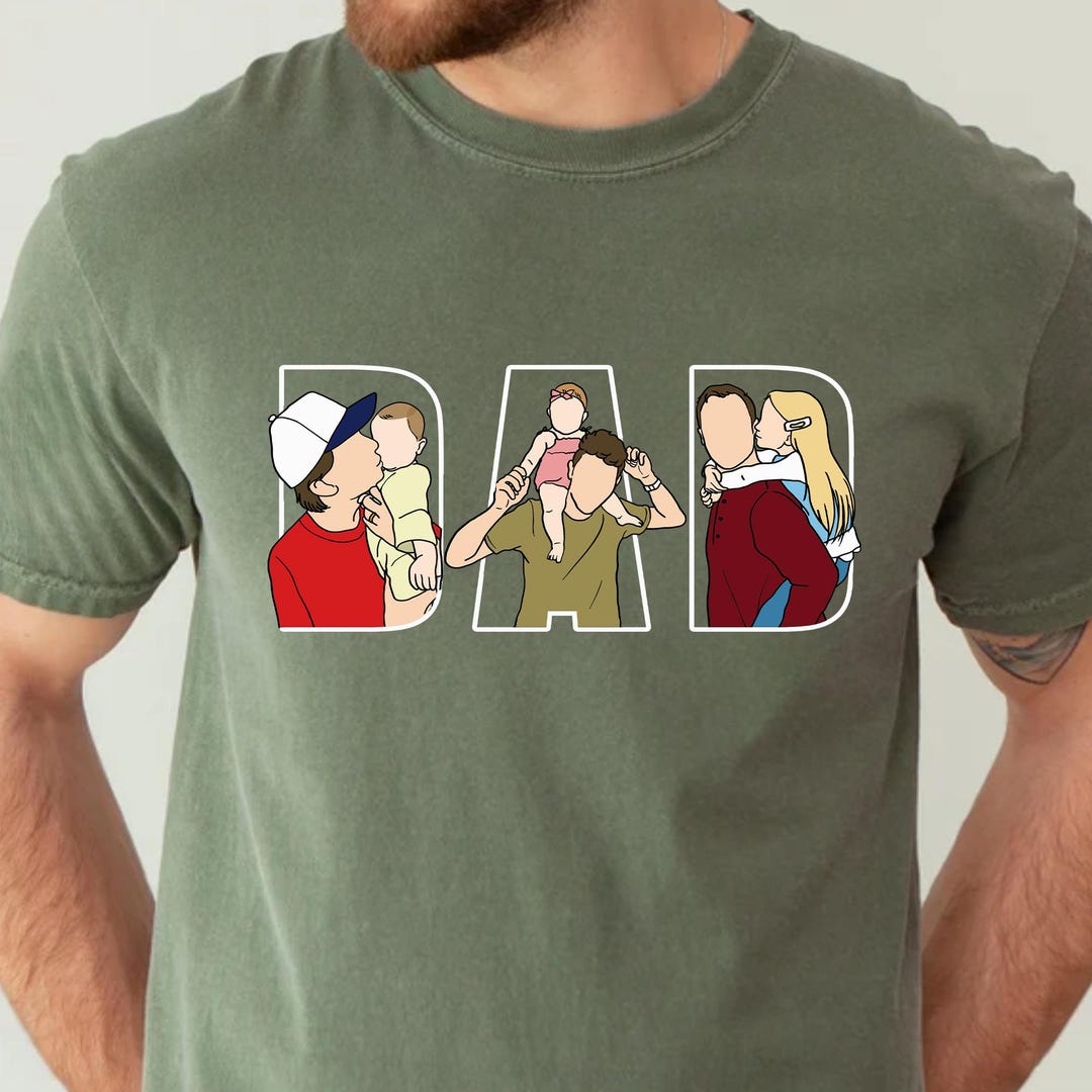 Personalized Dad Portrait Shirt, Father's Day Line Art From Photo ...