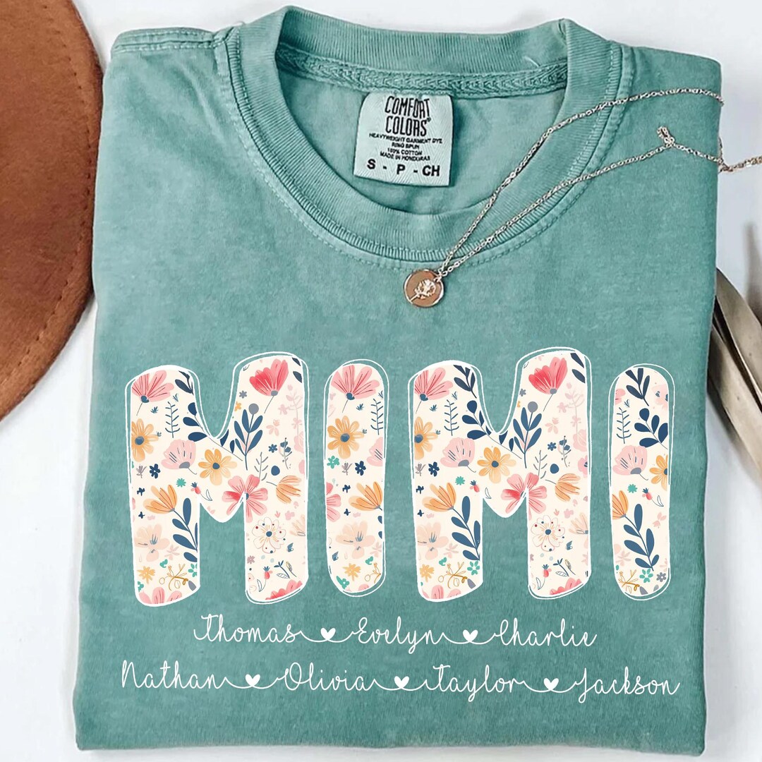 Personalized Mimi Shirt With Kids Names, Floral Mimi T-shirt, Grandma ...