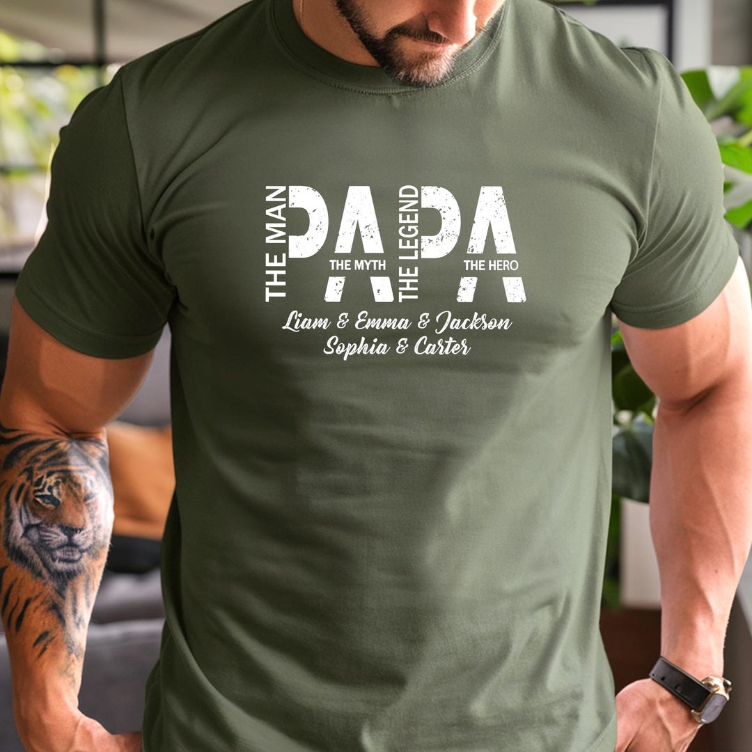 Personalized Papa Shirt With Kids Name, Fathers Day Shirt, the Man the ...