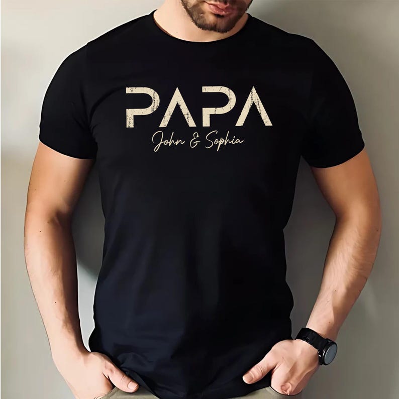 Personalized Papa Shirt, Father's Day Gift, Custom Kids Names - Etsy