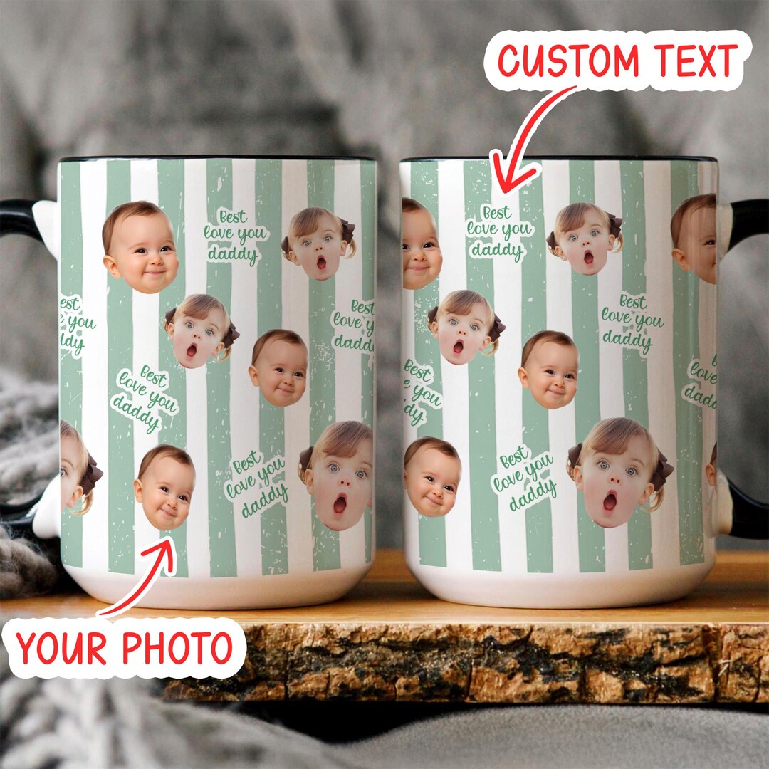 Custom Baby Face Photo Mug, Kids Faces Mugs, New Mom Dad, New Parents ...