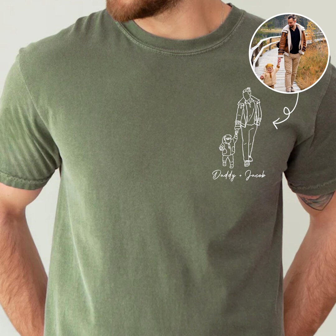 Personalized Dad Shirt, Custom Portrait Outline Shirt for Dad, Dad ...