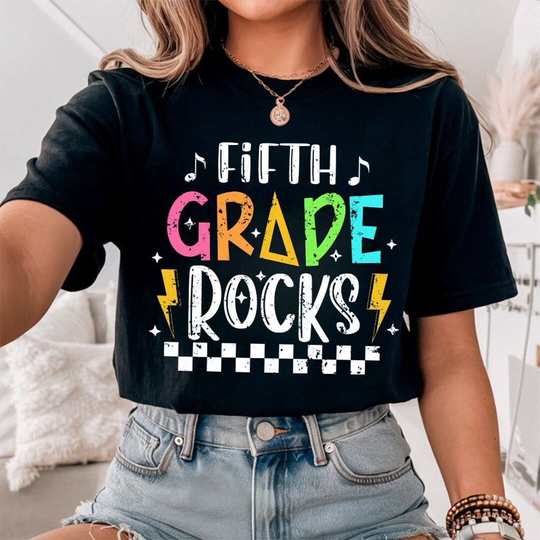 Retro Fifth Grade Rocks Shirt, Teacher Team Shirt - Etsy