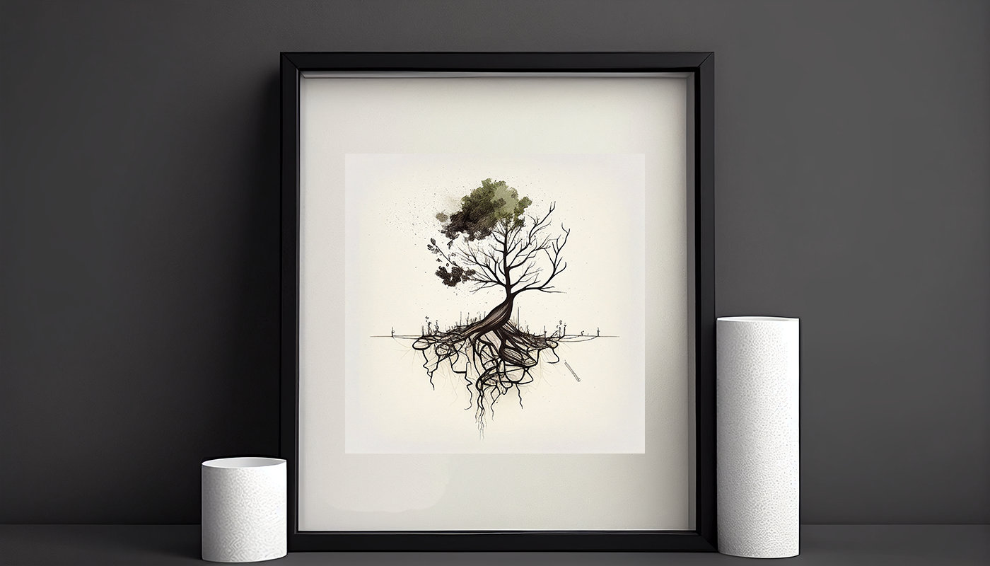 Minimalist Nature Tree Roots Sketch Poster | Low Poly Abstract Art - Etsy
