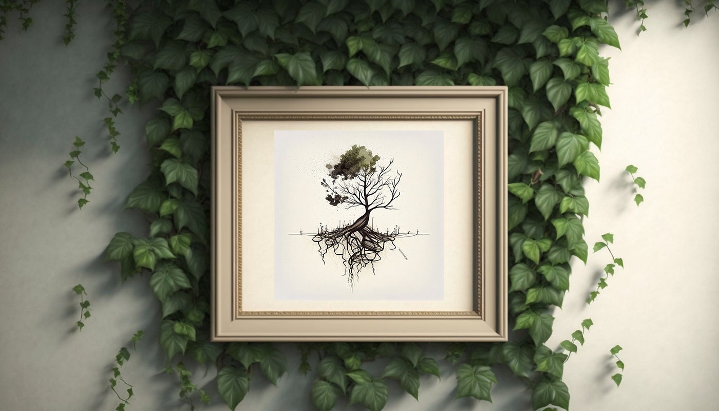 Minimalist Nature Tree Roots Sketch Poster | Low Poly Abstract Art - Etsy