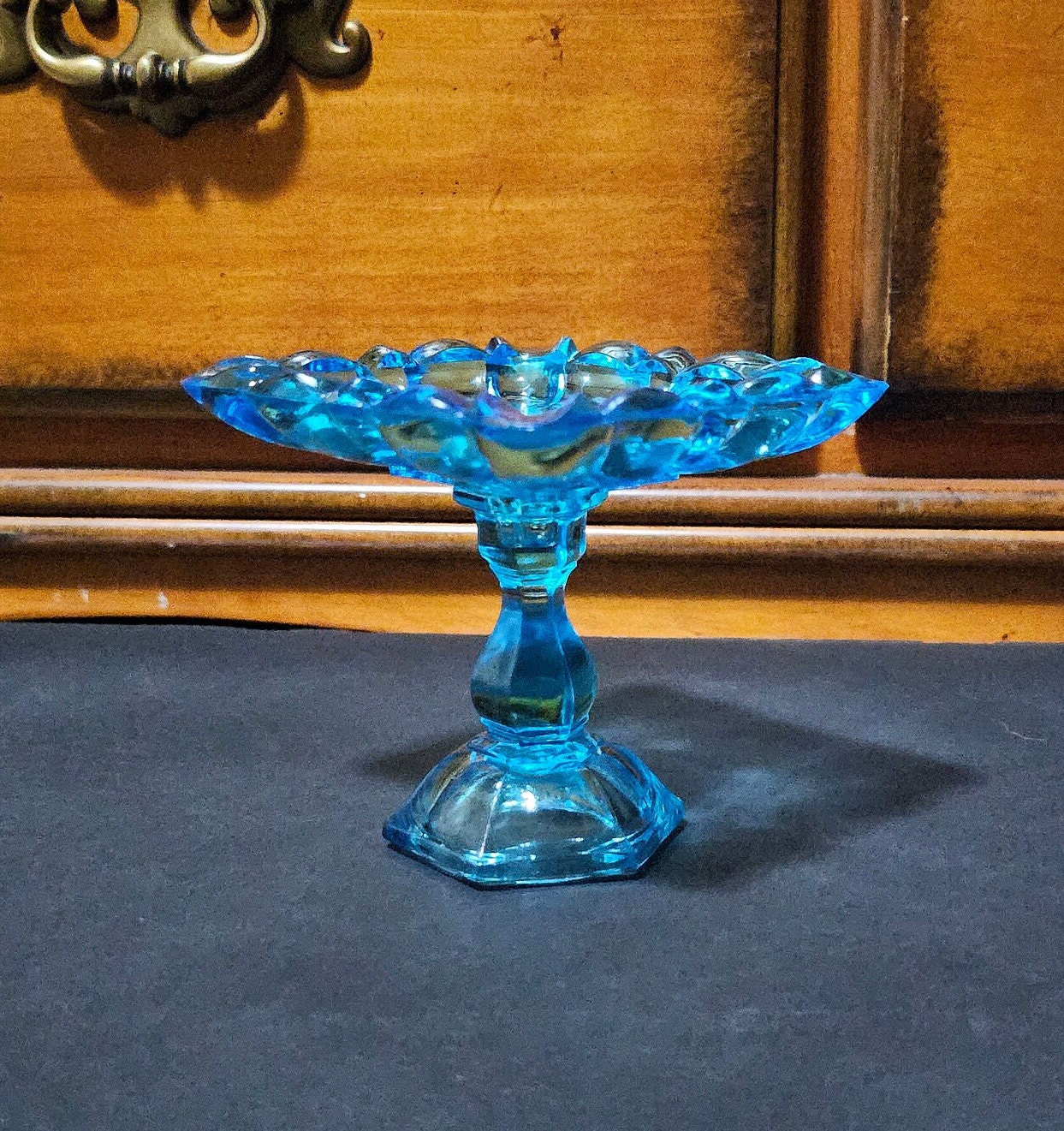 Vivid Vintage Tiara Indiana Glass Blue Glass Tray Shaped Candy Dish ...
