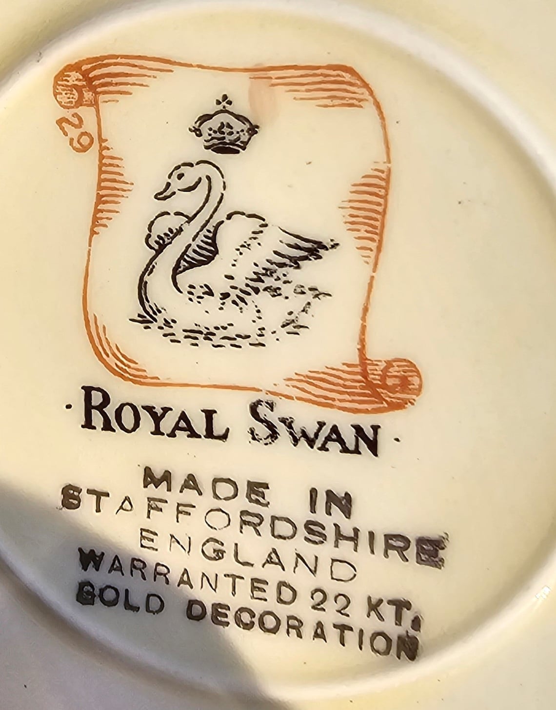 Royal Swan "blossom Time" Saucer. Made in Staffordshire England. 22kt ...